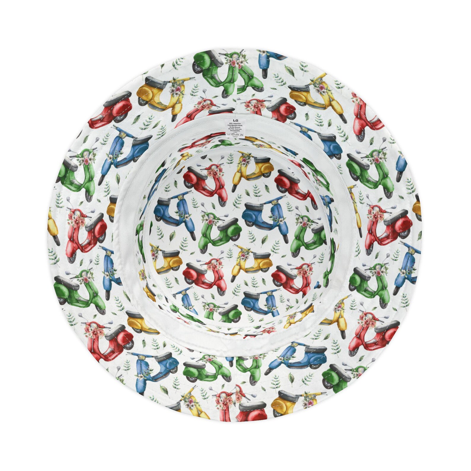 Funny Bucket Hat Retro Scooter Design Hat Vintage Rainbow Street Style ...