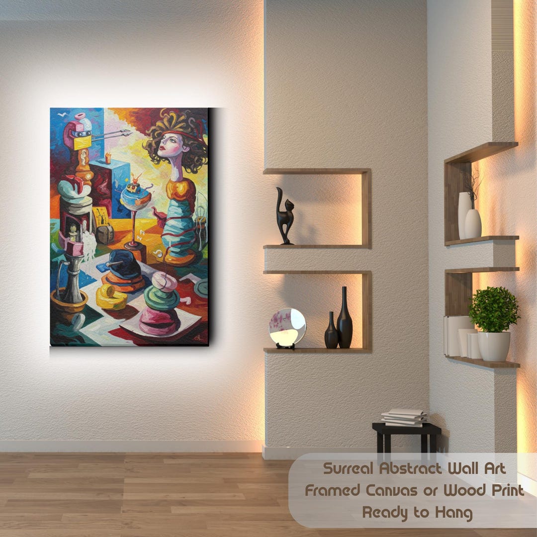 Surreal Woman Art Print: Large Colorful Abstract Canvas Wall Art ...