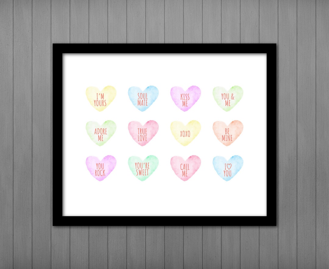 Candy Hearts Sign PRINTABLE, Valentine Sign, Love Hearts Booth Sign ...
