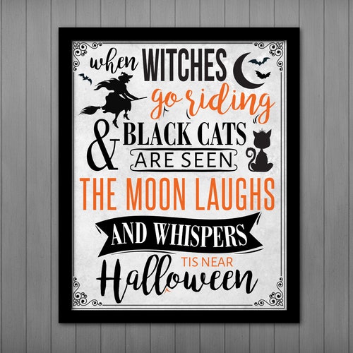 When Witches Go Riding Sign Halloween Party Decor Printable - Etsy