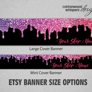 Etsy Shop Banner With Pink Glitter Sparkles, Cover Image, Shop Icon ...