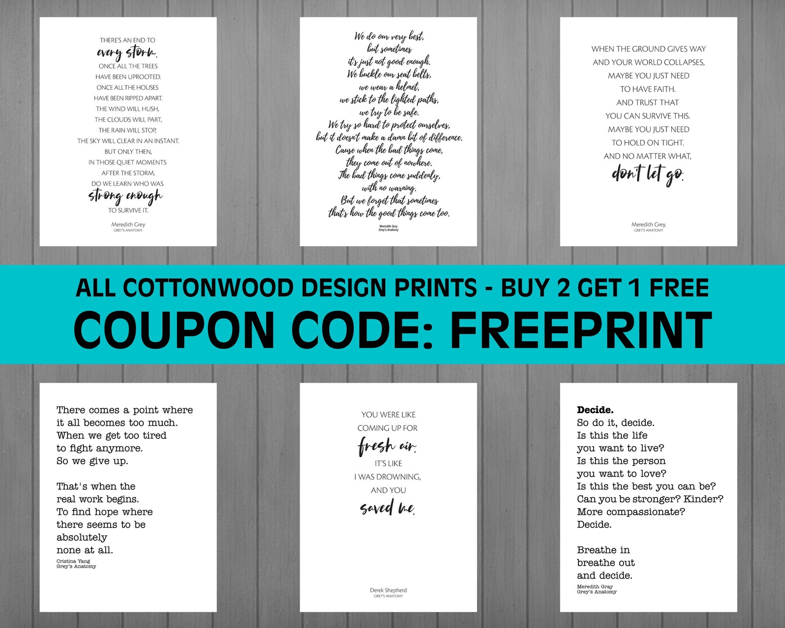 Decide Quote Meredith Grey Grey's Anatomy Quote - Etsy