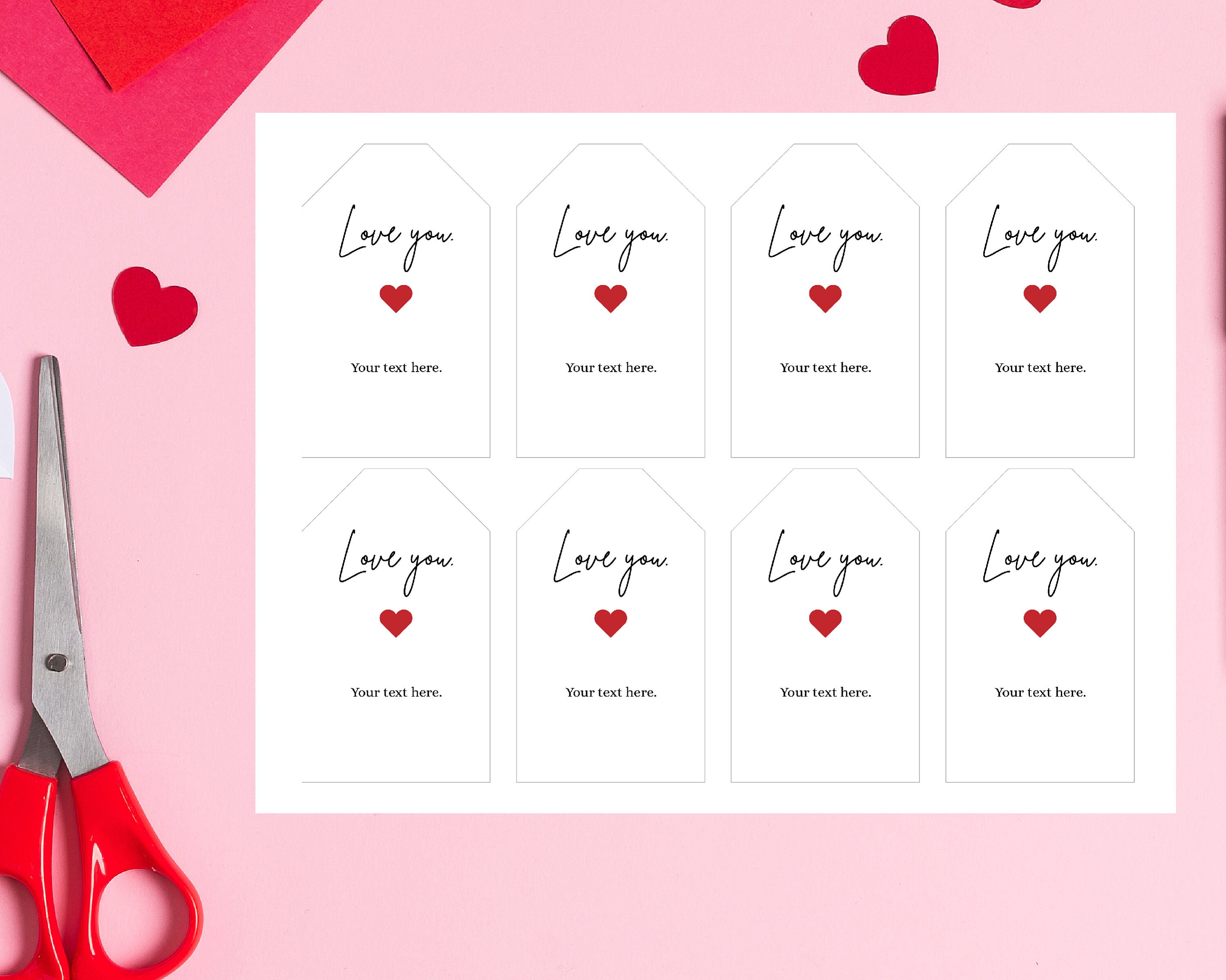Love You Editable Gift Tags With Script Font and a Little Red Heart ...