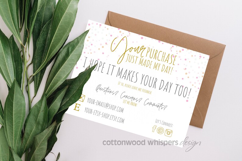 Purchase Thank You Card Editable Canva Template Insert for - Etsy