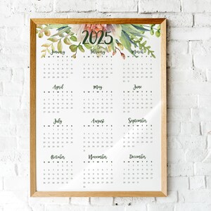2025 Yearly Calendar at a Glance | Succulents & Cactus | Printable ...