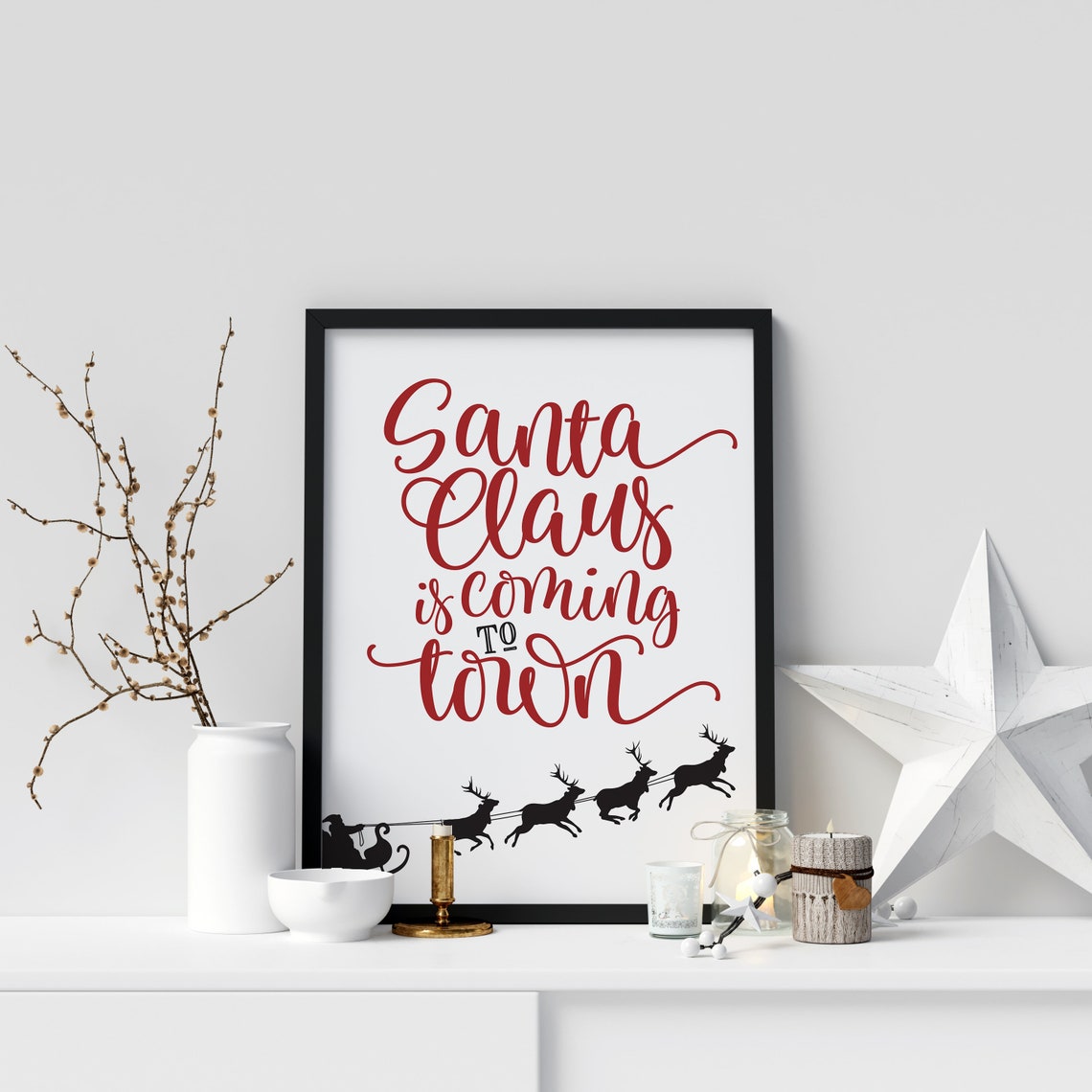 Santa Claus is Coming to Town PRINTABLE Christmas Sign Santa - Etsy