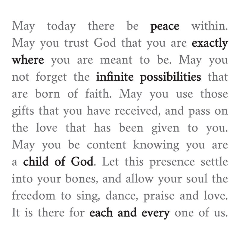 May Today There Be Peace Within PRINTABLE Sign Poster St. - Etsy