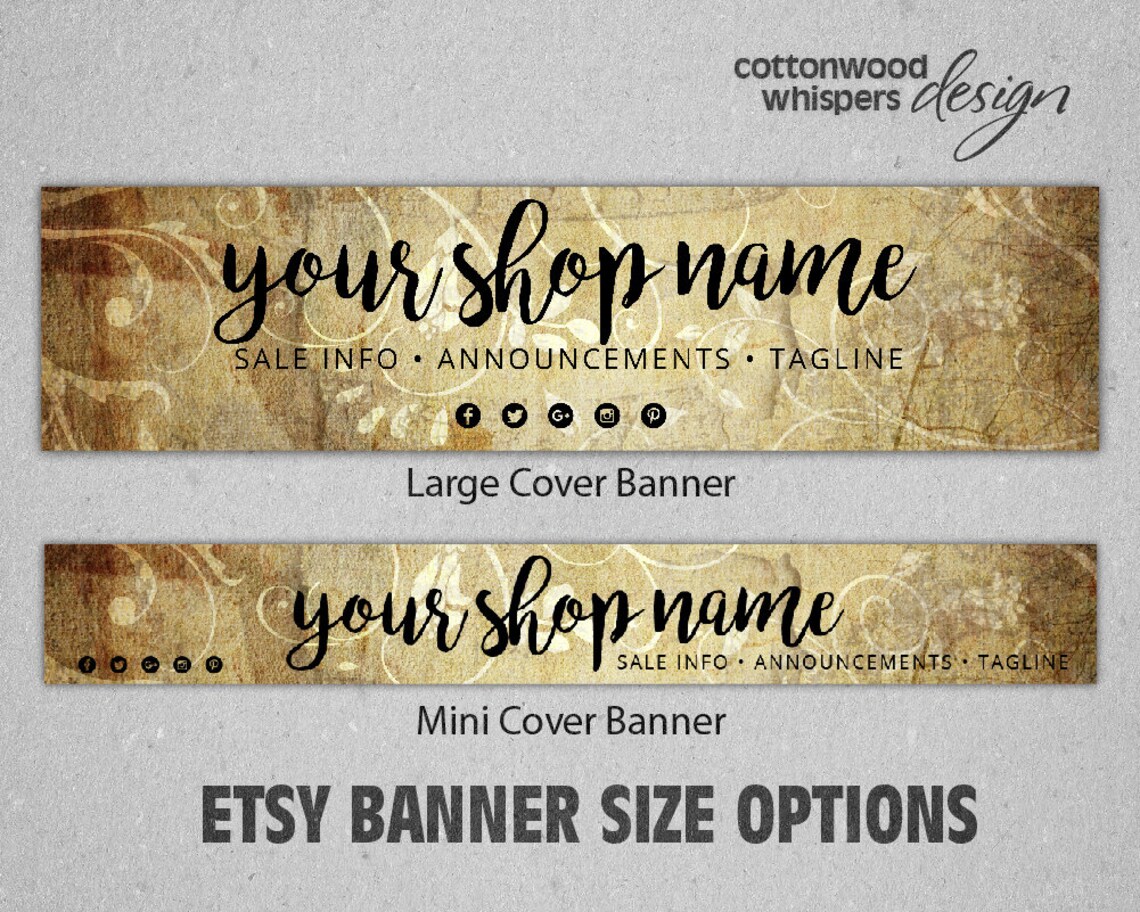 Etsy Banner Baroque Vintage Etsy Shop Banner Set Rustic Etsy | Etsy