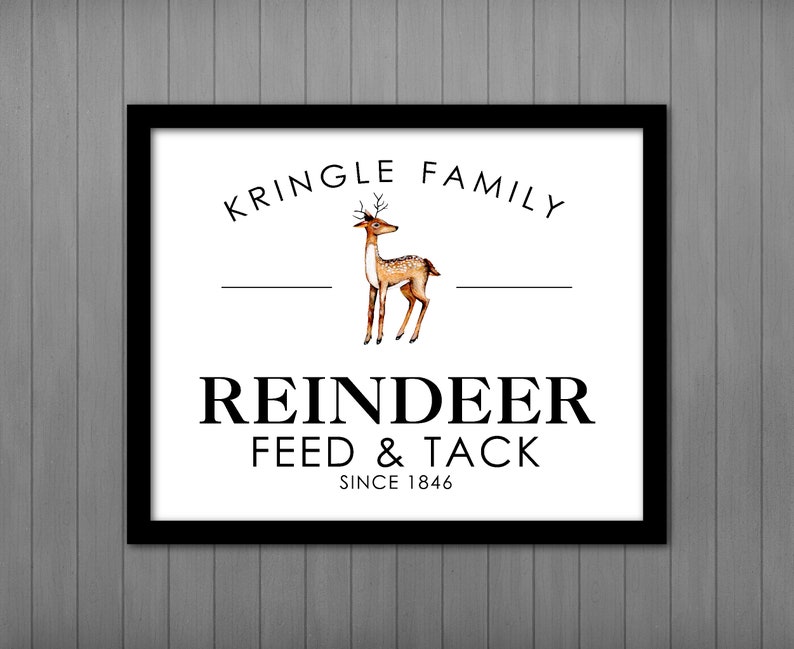 Reindeer PRINTABLE Sign Barn Decor Feed & Tack Sign | Etsy