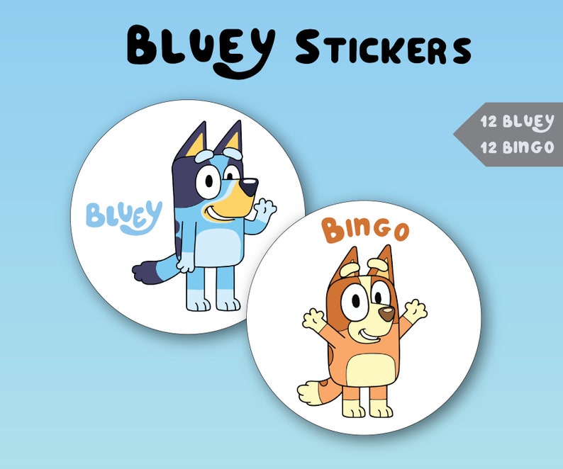 Bluey and Bingo Stickers - Etsy