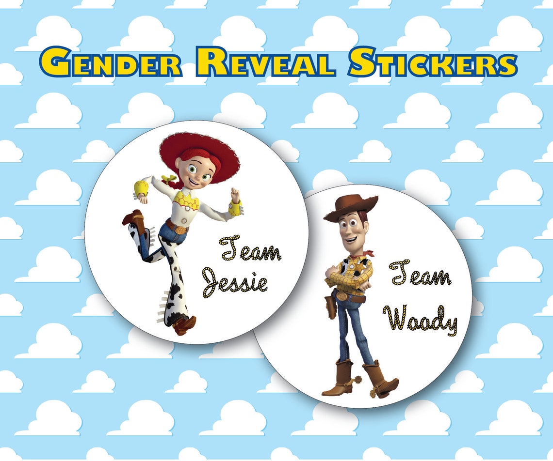 Toy Story Gender Reveal Stickers - Team Woody or Team Jessie - Etsy