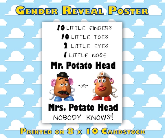 Gender Reveal Poster for Team Mr. Potato Head or Team Mrs. | Etsy