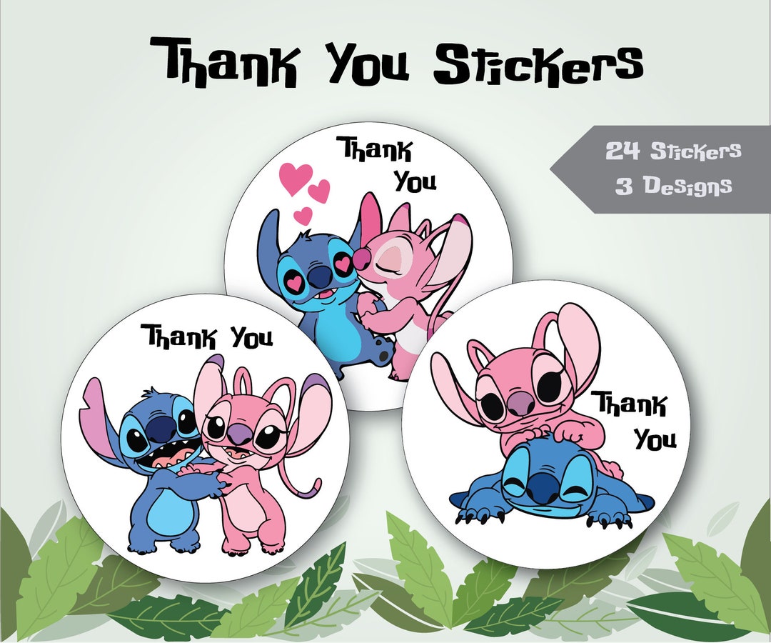 Stitch and Angel Thank You Stickers - Stitch and Angel - Etsy