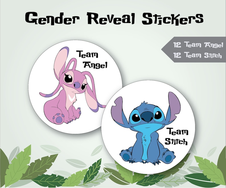 Stitch and Angel Gender Reveal Stickers Team Stitch or Team | Etsy