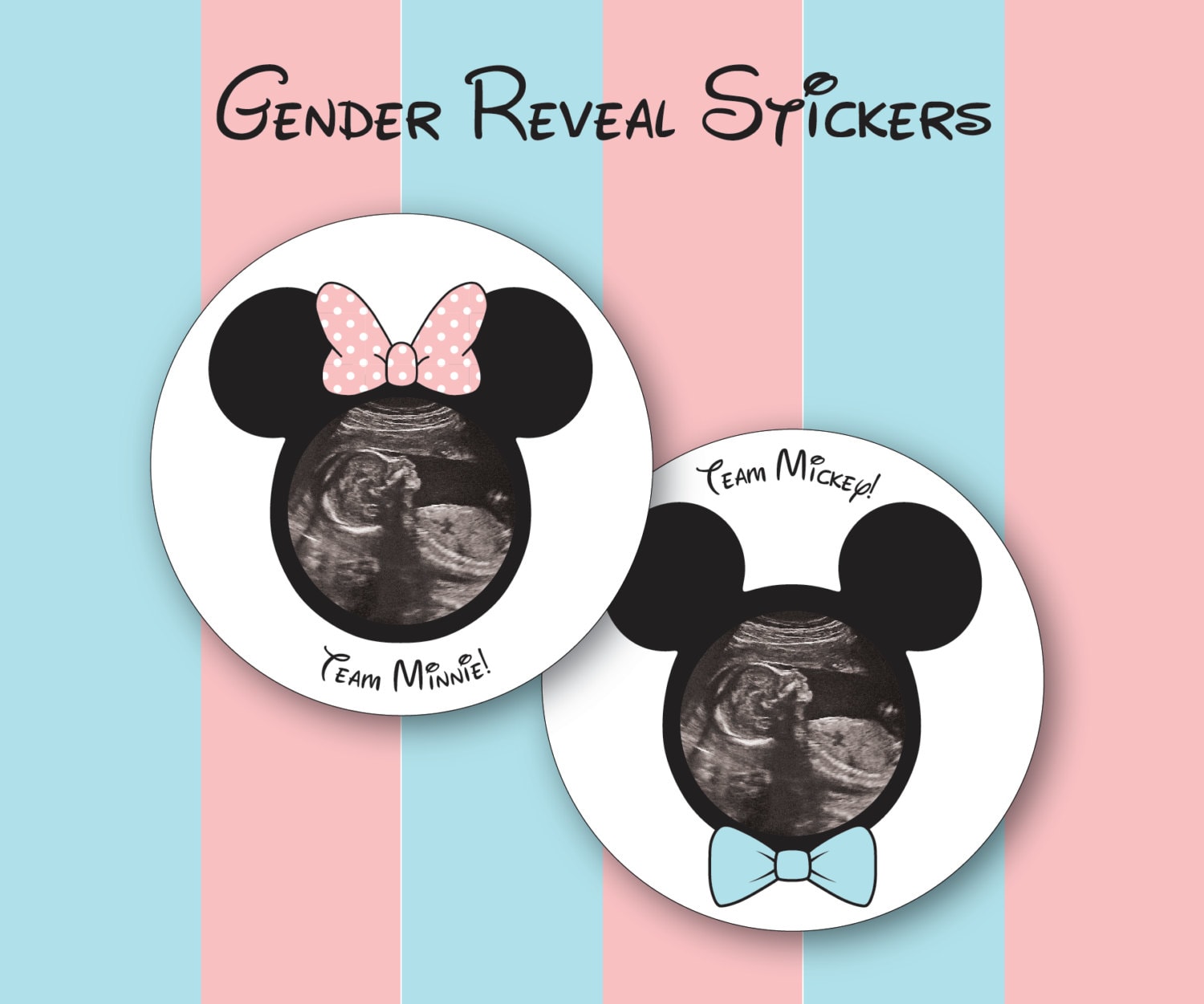 Team Mickey or Team Minnie Gender Reveal Stickers Mickey | Etsy