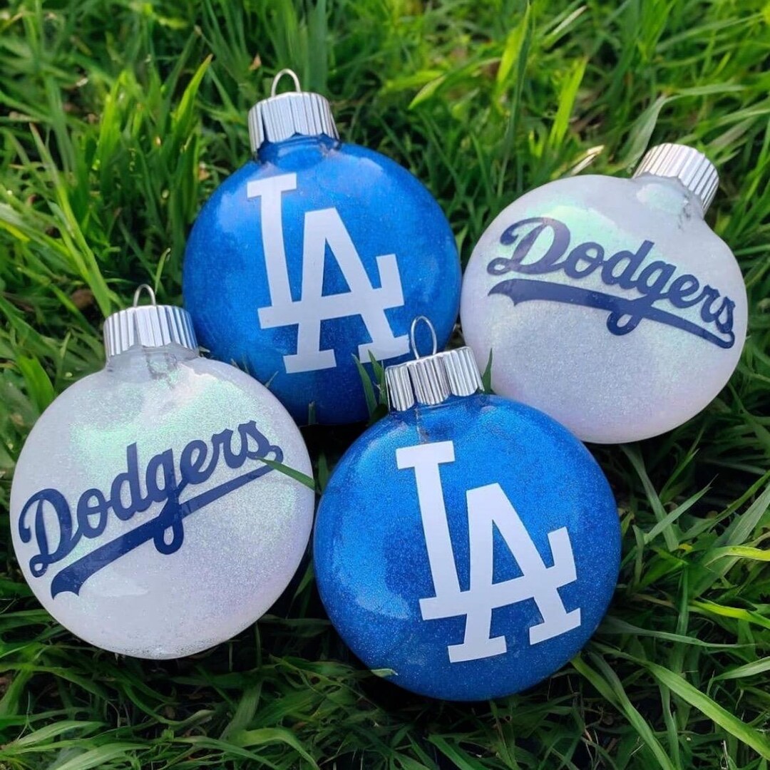 LA Dodgers Customized Glitter Ornament Set |dodgers Christmas Ornaments ...