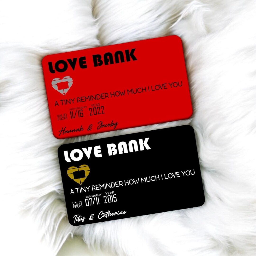 Love Bank Wallet Insert Card | Personalized Valentines Day Gift for Him ...