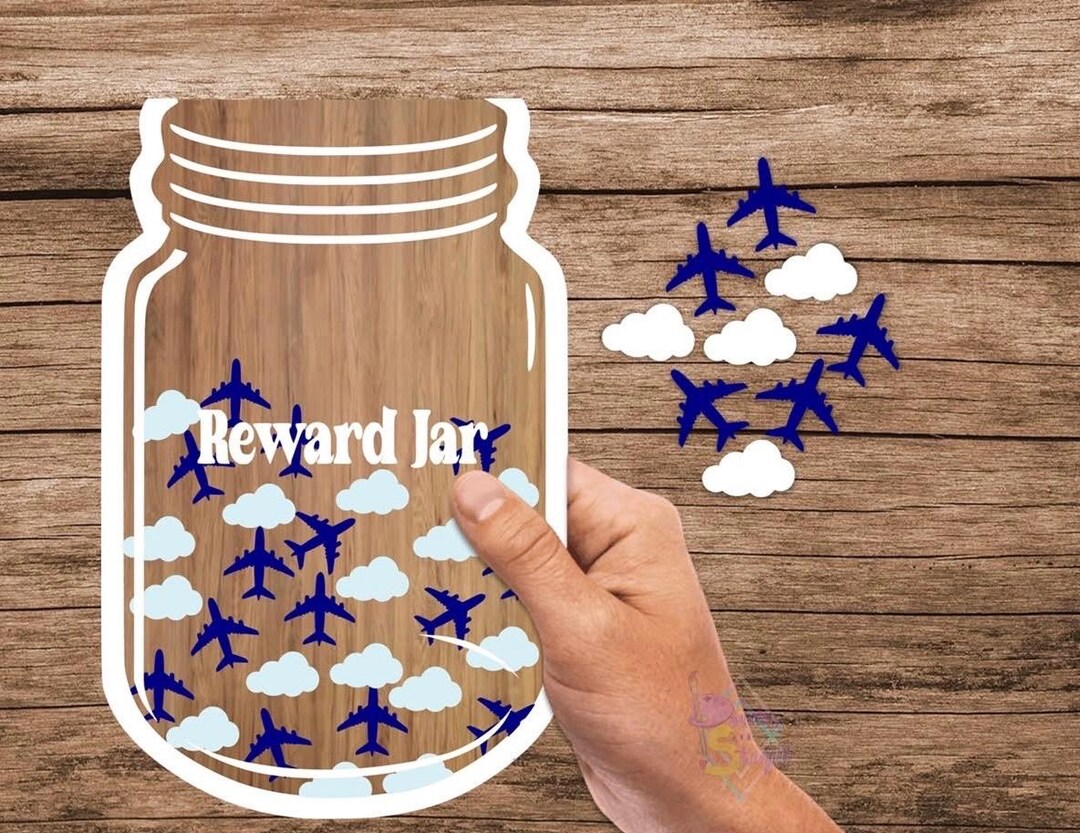 Airplane Rewards Jar | Custom Reward Jar | Personalized Token Jar ...
