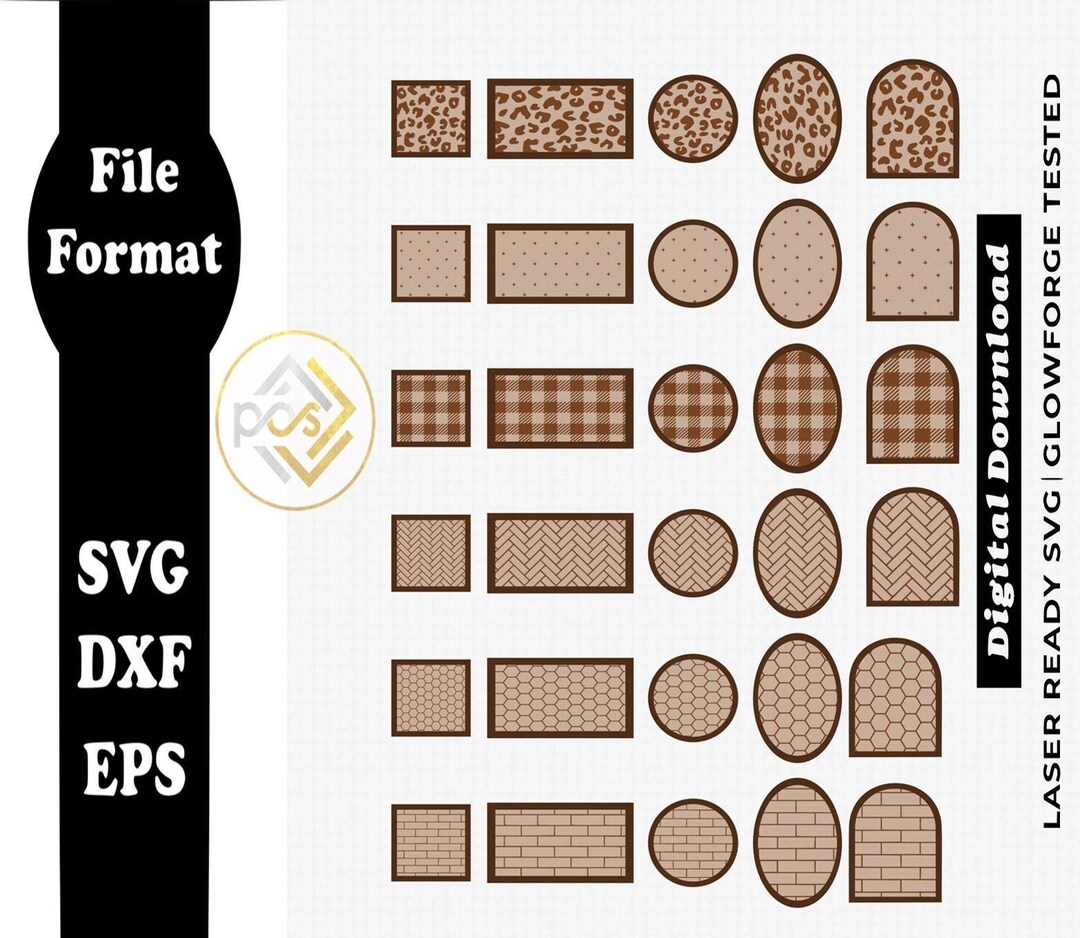 Glowforge Sign Backer Frames SVG: Plaid, Cheetah, Hexagon Patterns ...