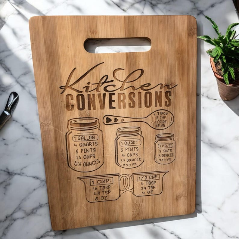 Kitchen Measurement Chart, Kitchen Conversion Cutting Board , Cooking ...