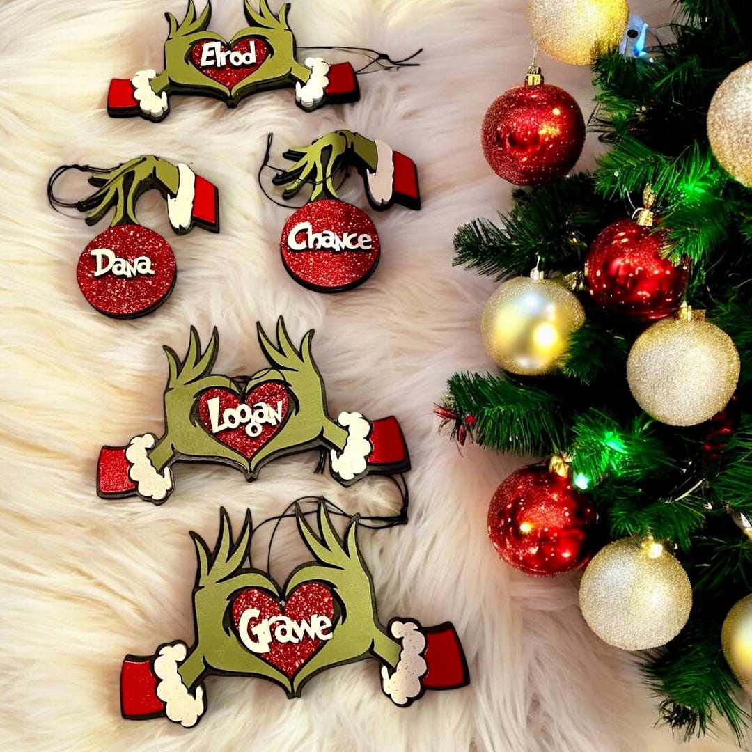 Custom Grinchy Ornaments Grinchy Hand Ornaments L Stole Christmas ...