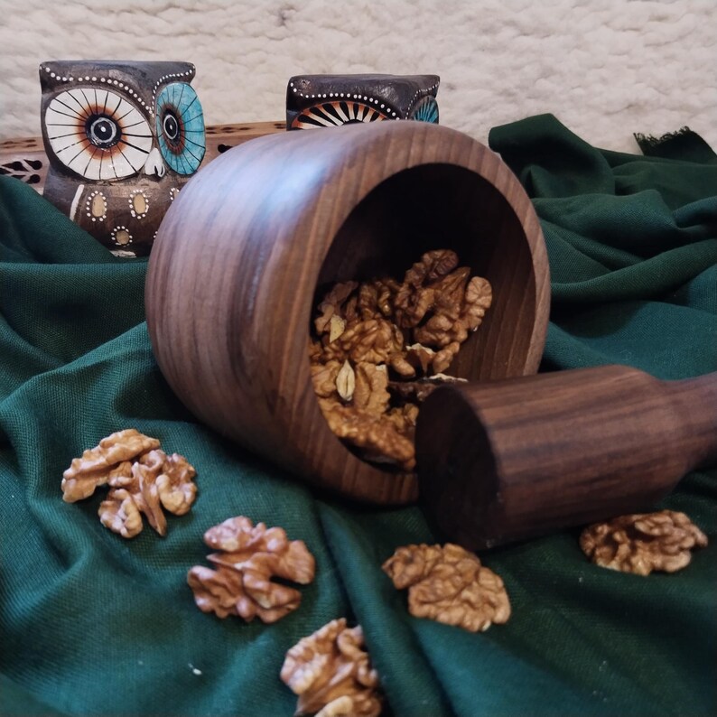 Natural Style Pestle & Mortar, Garlic, Herb, Seed Crusher, Wood Herb ...