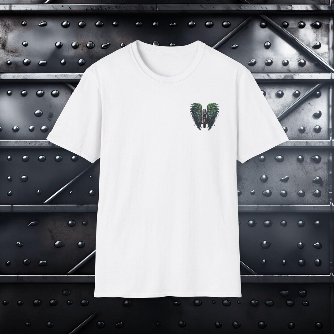 Motorcycle With Dark Green Angel Wings T-shirt - Etsy