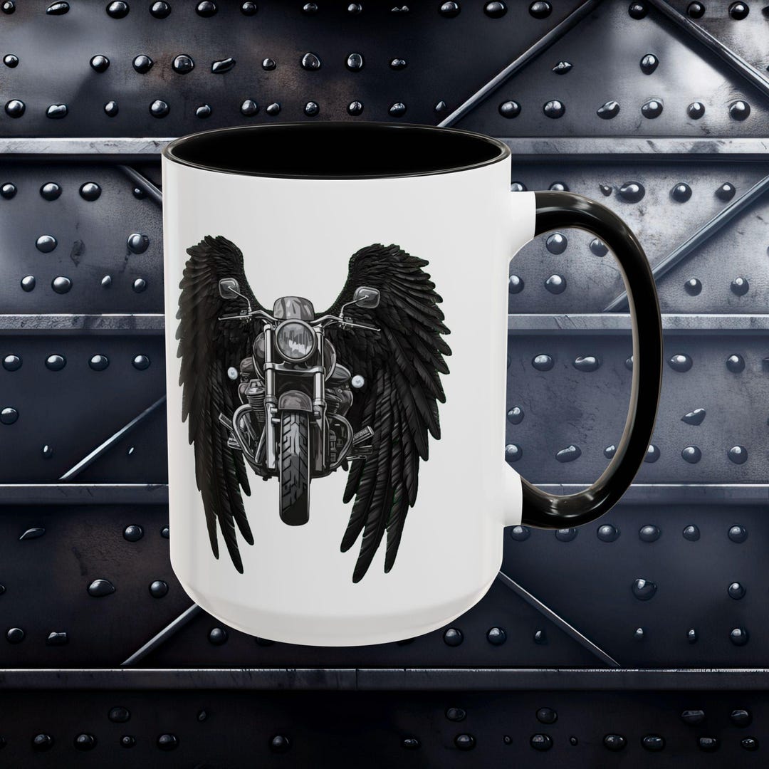 Motorcycle Coffee Mug 15 Oz.: Motorcycle With Angel Wings. Dishwasher ...