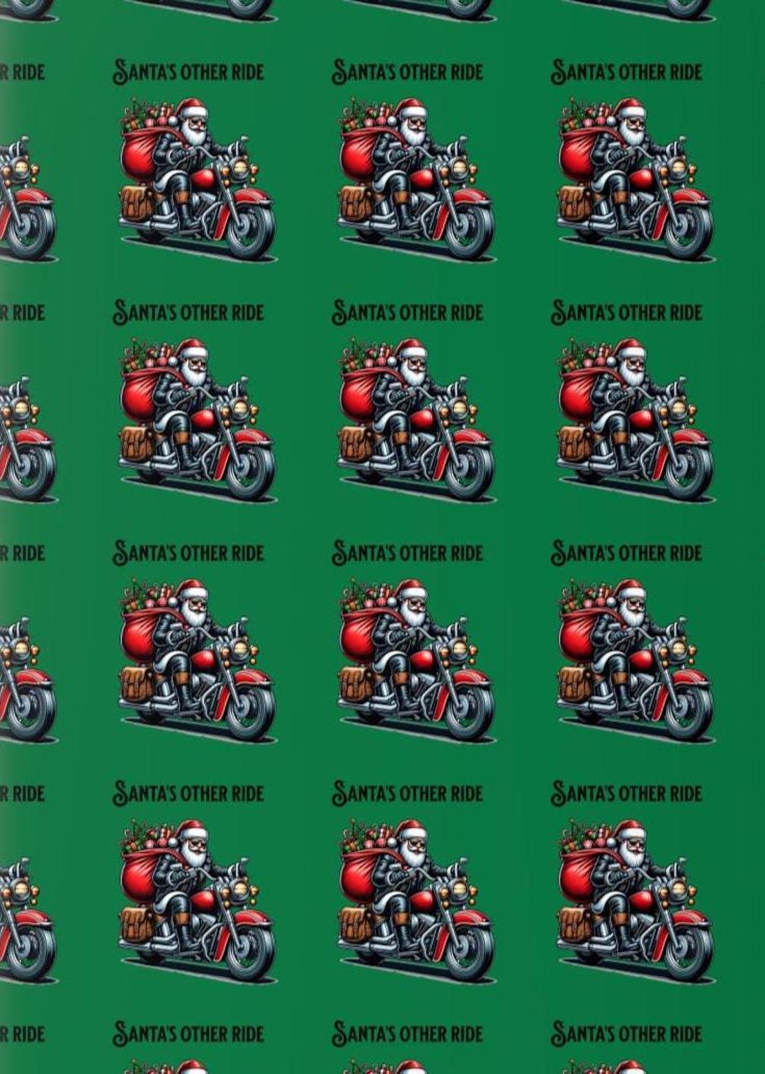 Santa's Other Ride Motorcycle Wrapping Paper | Motorcycle Christmas ...