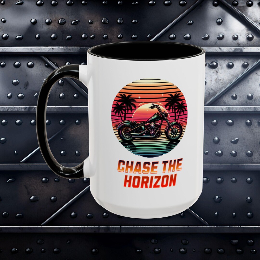 Chase the Horizon Mug (15 Oz) – Sunset Motorcycle Coffee Cup | Biker ...