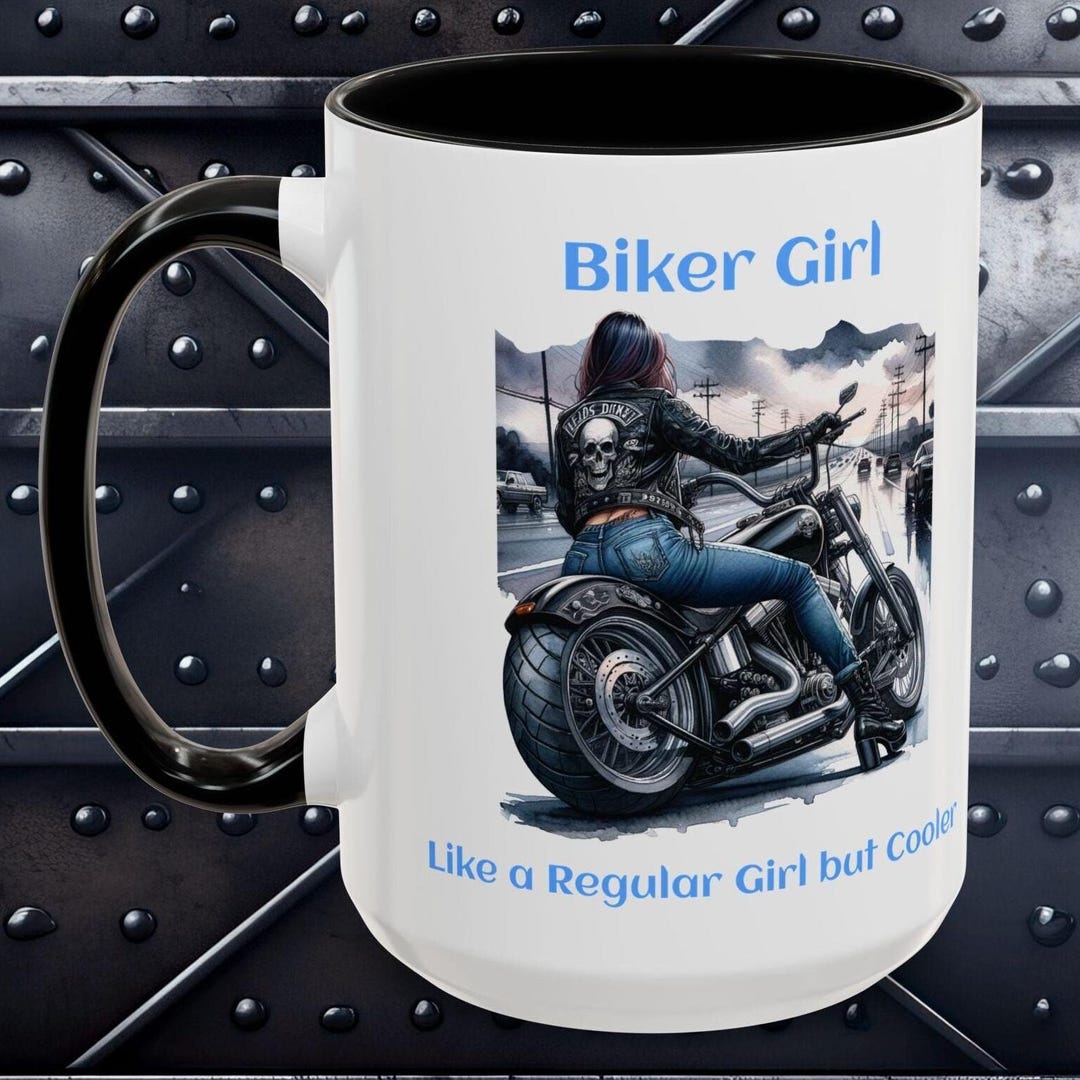 Motorcycle Coffee Mug (15 Oz.): Biker Girl, Like a Regular Girl but ...
