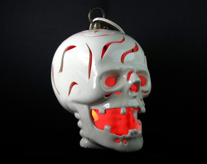 Head Light - Vintage Ceramic Skull Pendant Lamp, Life Size Hanging ...