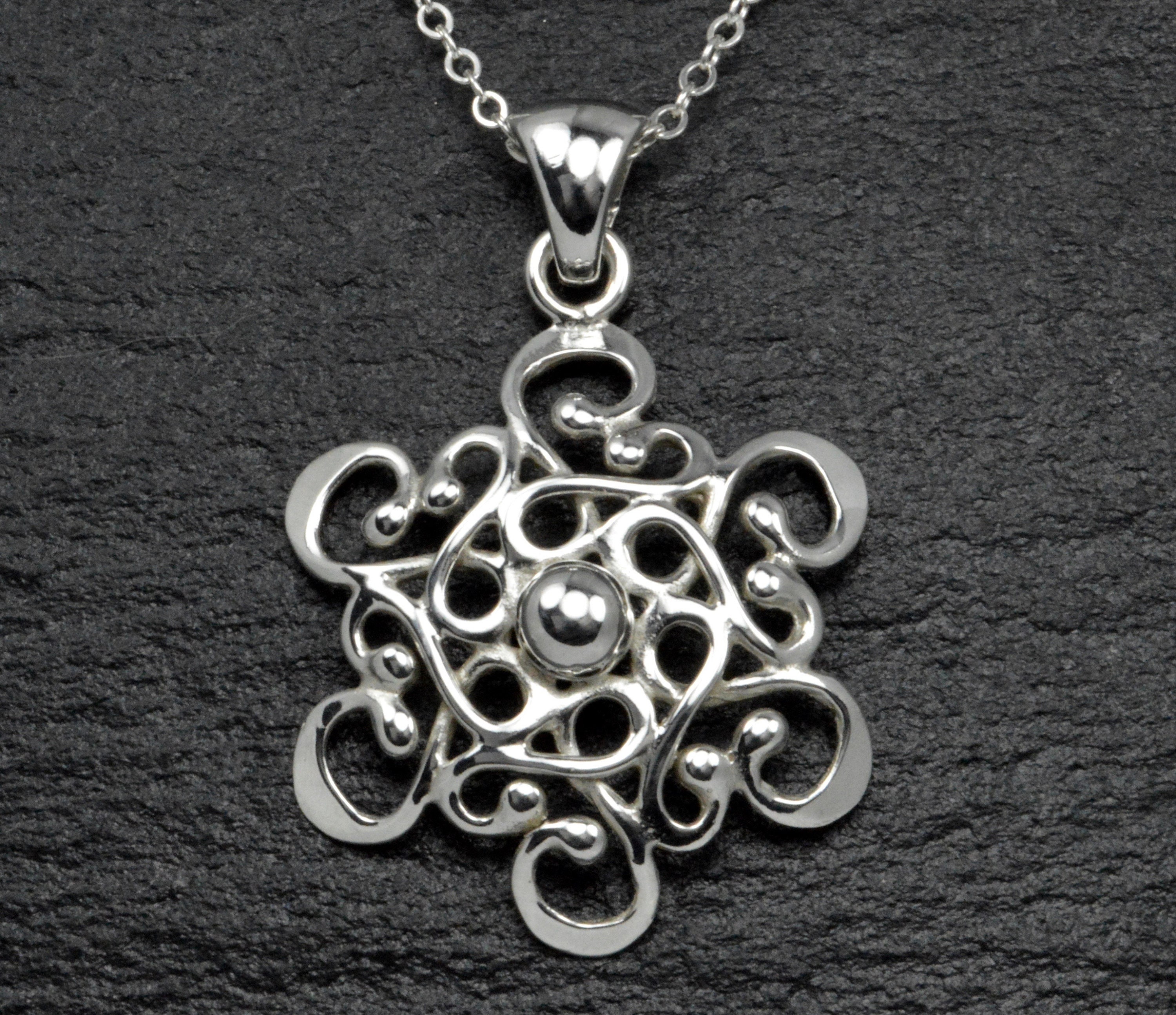 Handmade Sterling Silver Filigree Snowflake Pendant Necklace | Etsy