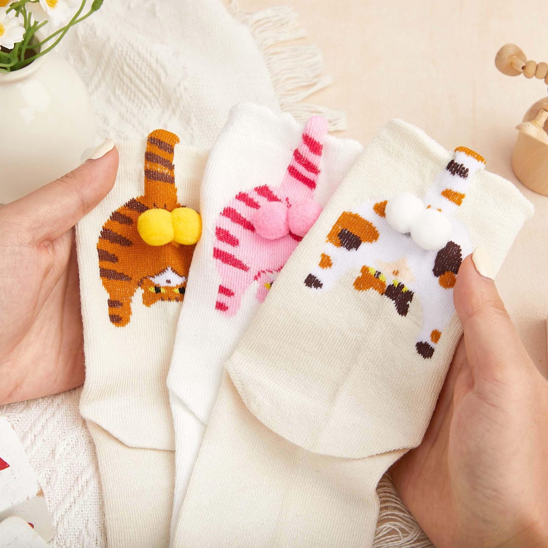 Funny Cat Socks,3d Jingle Balls Kitty Cute Animal Socks,novelty Socks ...