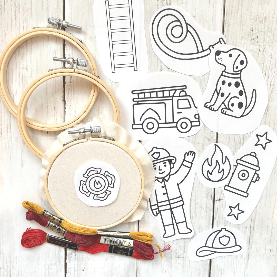 Stick and Stitch Firefighter Embroidery Pattern, 11 Digital Images for ...