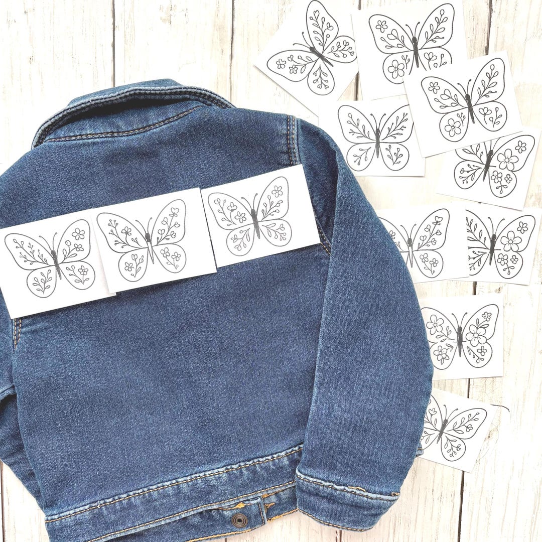 Stick and Stitch Floral Butterflys Embroidery Pattern, 16 Pre-printed ...