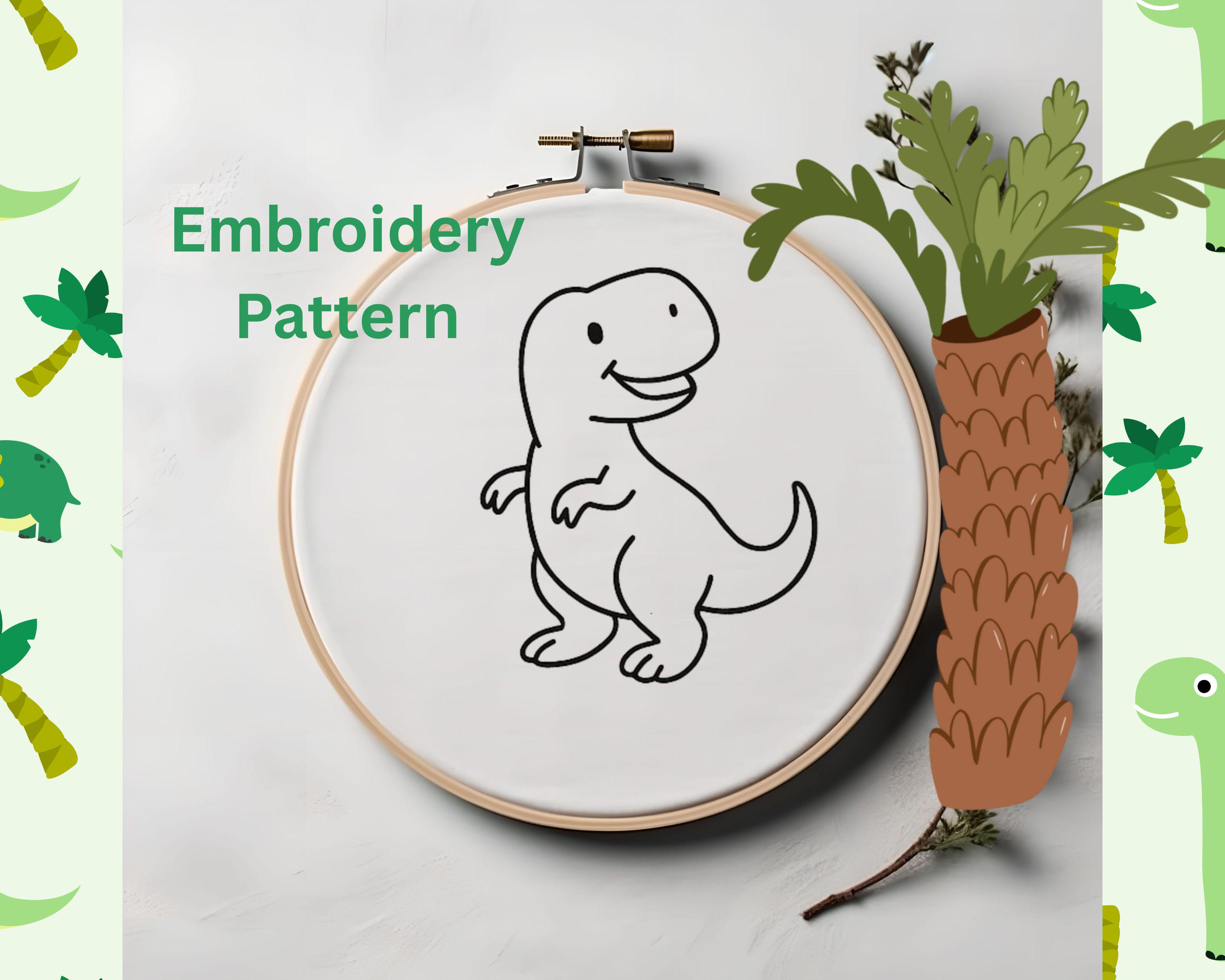 Dinosaur Stick and Stitch Embroidery Pattern, 9 Pre-printed Designs on ...