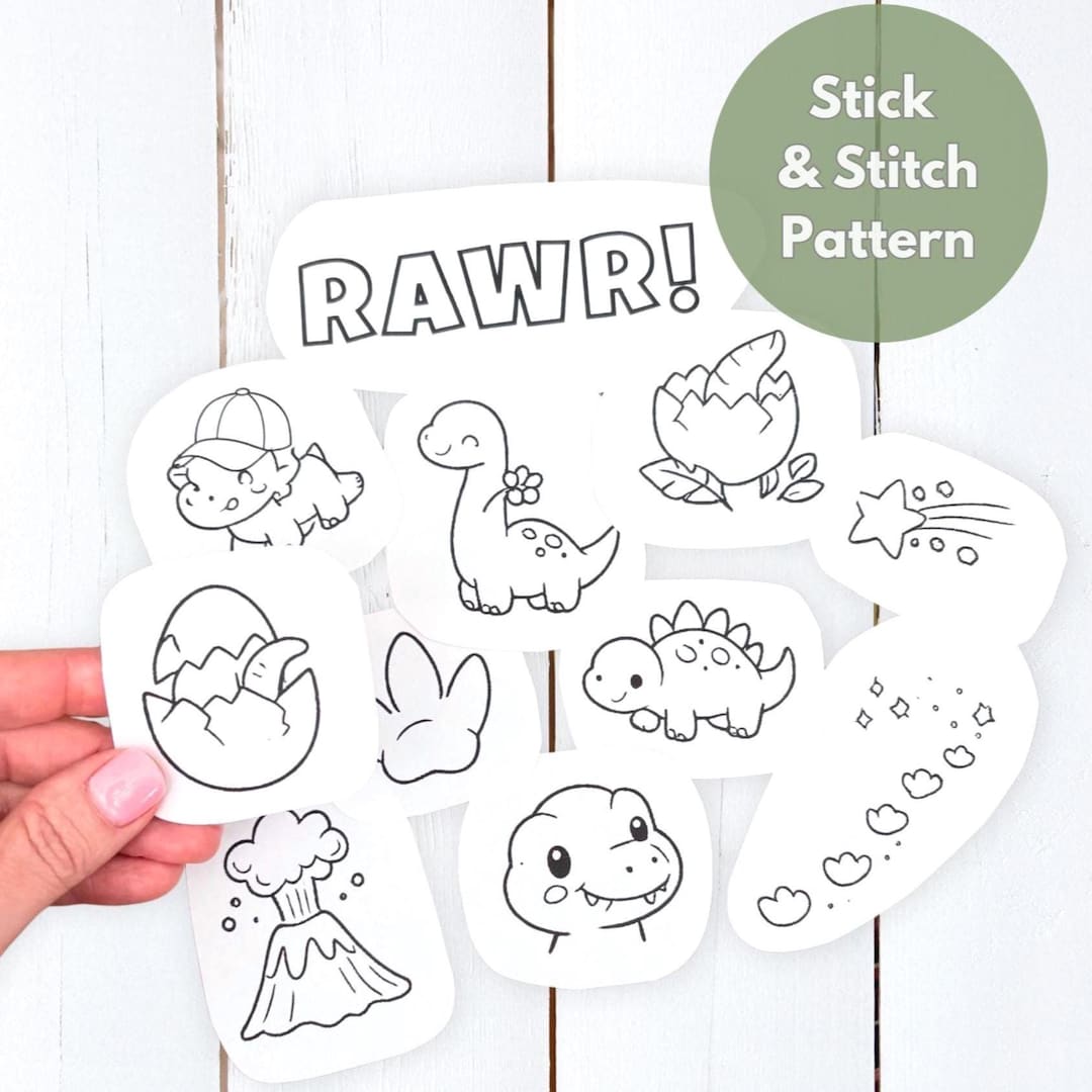 Dinosaur Stick and Stitch Hand Embroidery Designs, Baby Dino Images ...