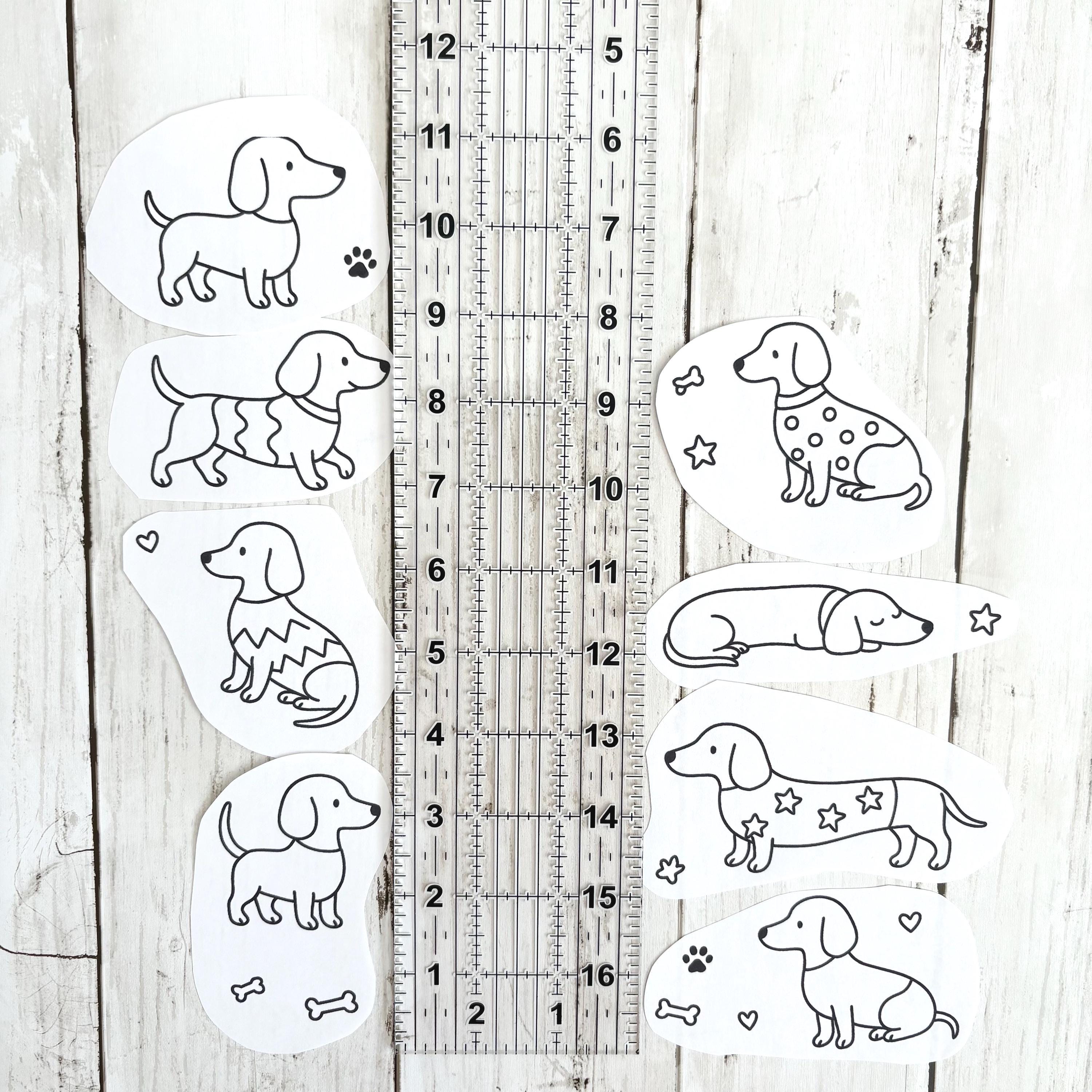 Dachshund Weiner Dog Stick and Stitch Embroidery Pattern, 8 Pre-printed ...