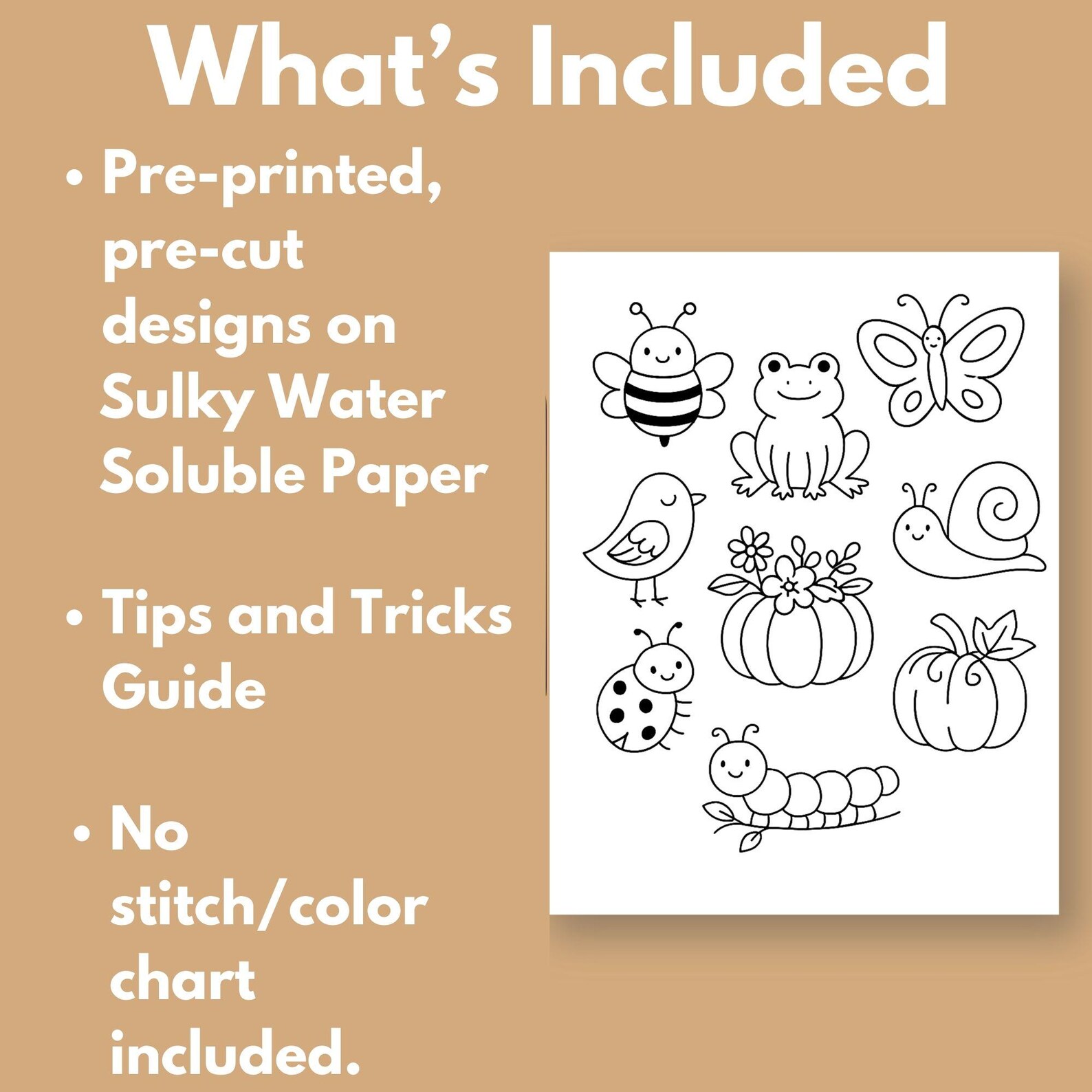 Stick and Stitch Whimsical Garden Critters Embroidery Pattern, 9 Pre ...