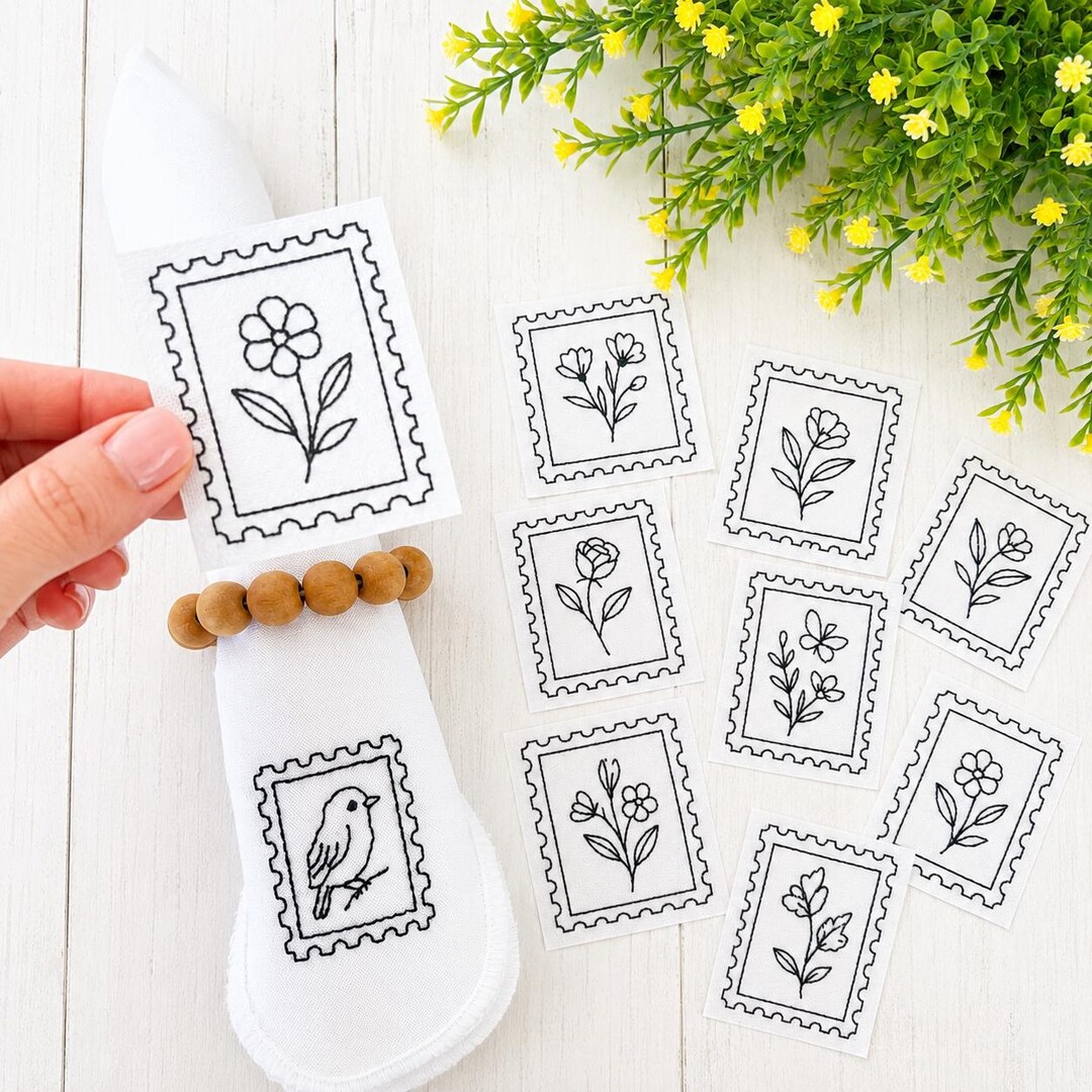 Floral Postage Stamp Stick and Stitch Embroidery Pattern, Botanical ...