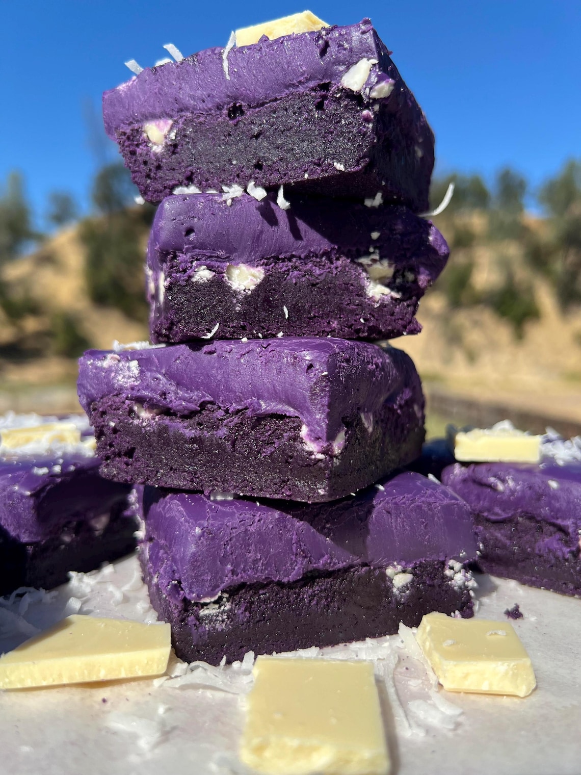 Ube Fudge Blondie Bars With White Chocolate, Homemade Filipino/asian ...