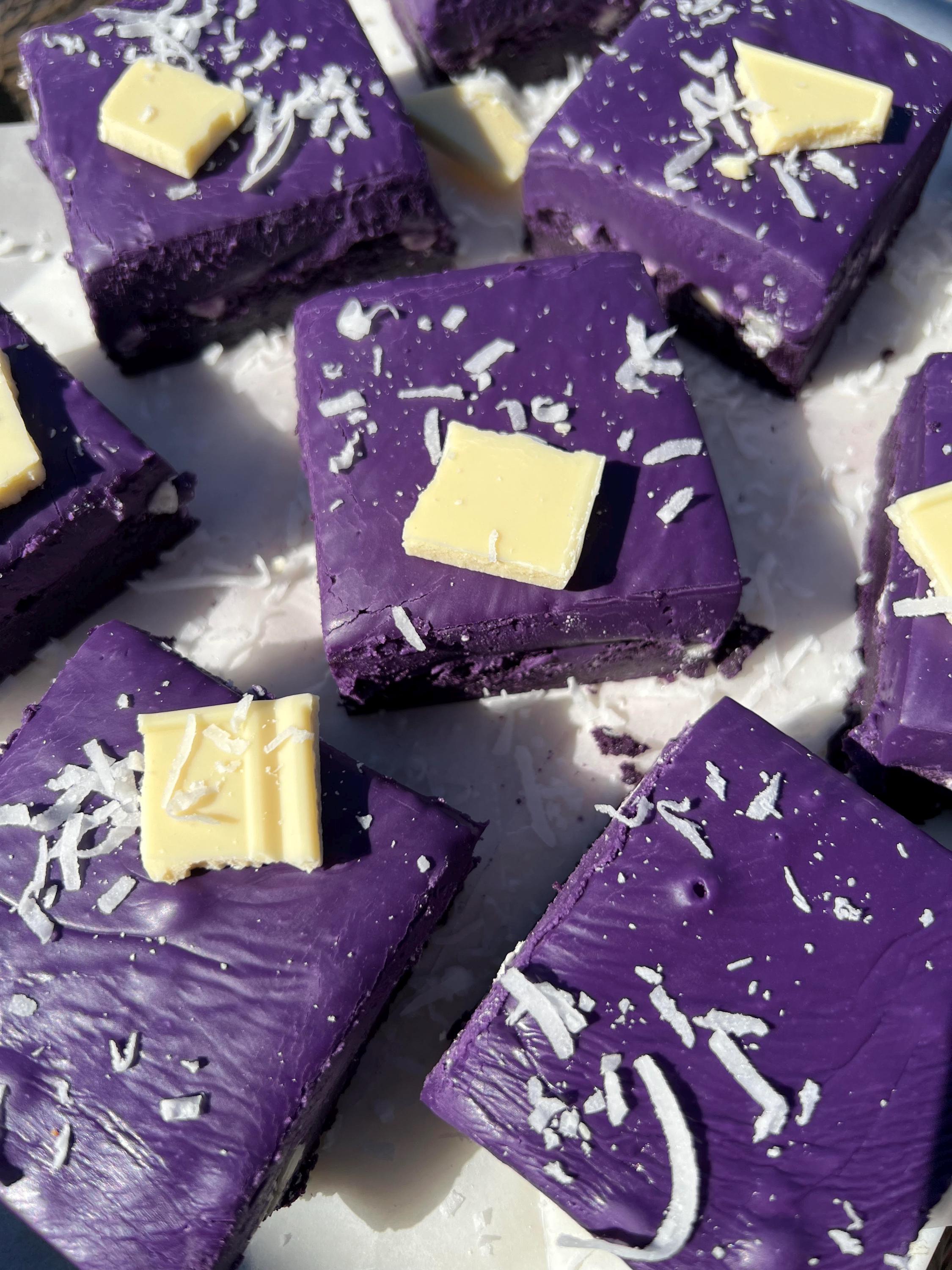 Ube Fudge Blondie Bars With White Chocolate, Homemade Filipino/asian ...