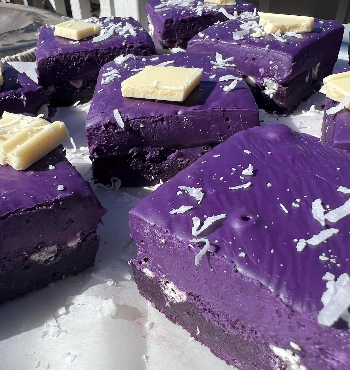 Ube Fudge Blondie Bars With White Chocolate, Homemade Filipino/asian ...