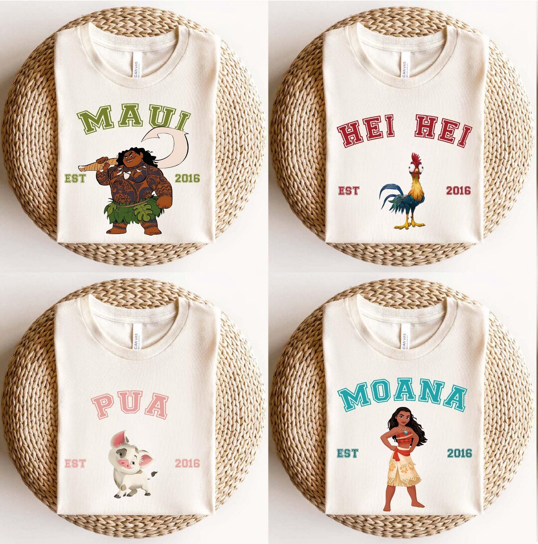 Comfort Colors® Disney Moana Characters Shirt, Hei Hei Pua Maui Moana ...