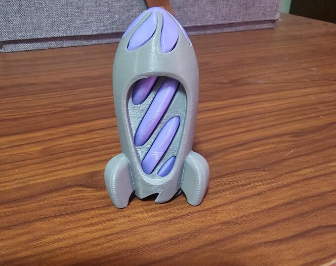 3d Printed Rocket Ship Helix Spiral Passthrough Toy - Etsy