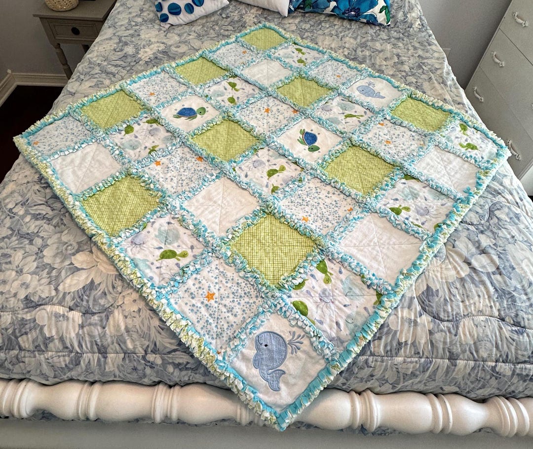 Whale and Sea Turtle Applique Rag Quilt - Etsy