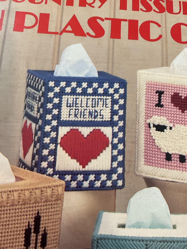 Country Tissue Boxes, Leaflet 411, Plastic Canvas Book - Etsy