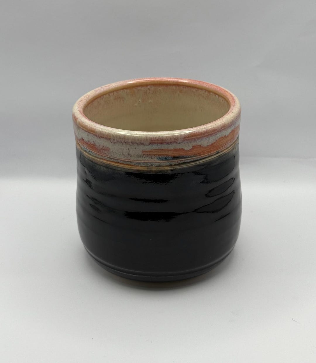 Handmade Black Exterior With Rusty Cream Interior Glazed Teacup - Etsy