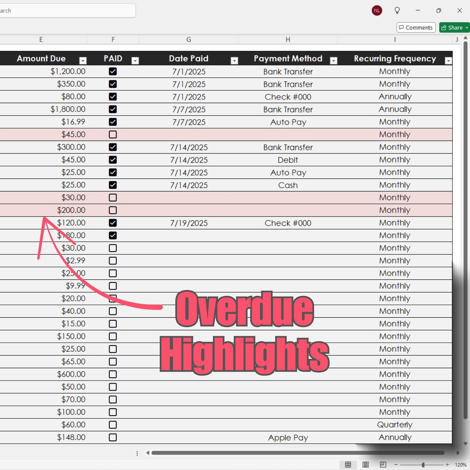 Bill Tracker + Calendar View | Monthly Bill Organizer Spreadsheet ...